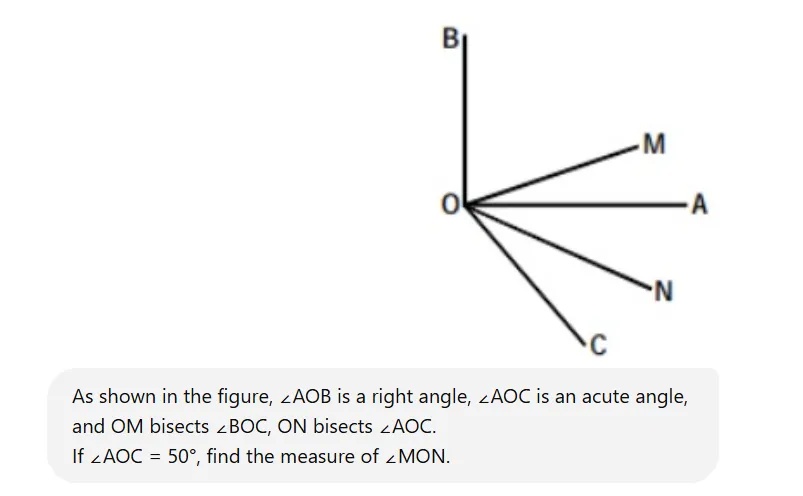 As shown in the figure AOB is a right angle | StudyX