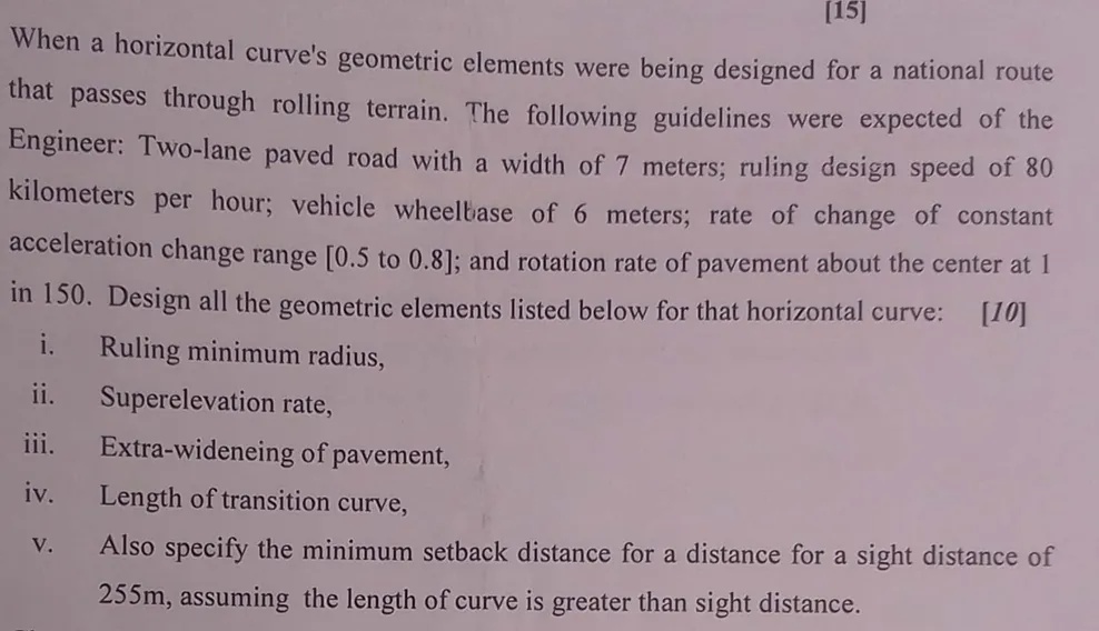 When a horizontal curves geometric elements | StudyX