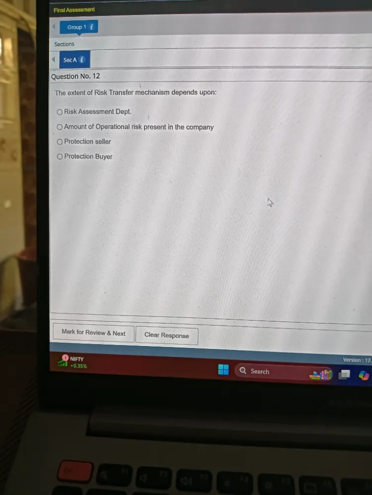 Question No 12 The extent of Risk Transfer | StudyX