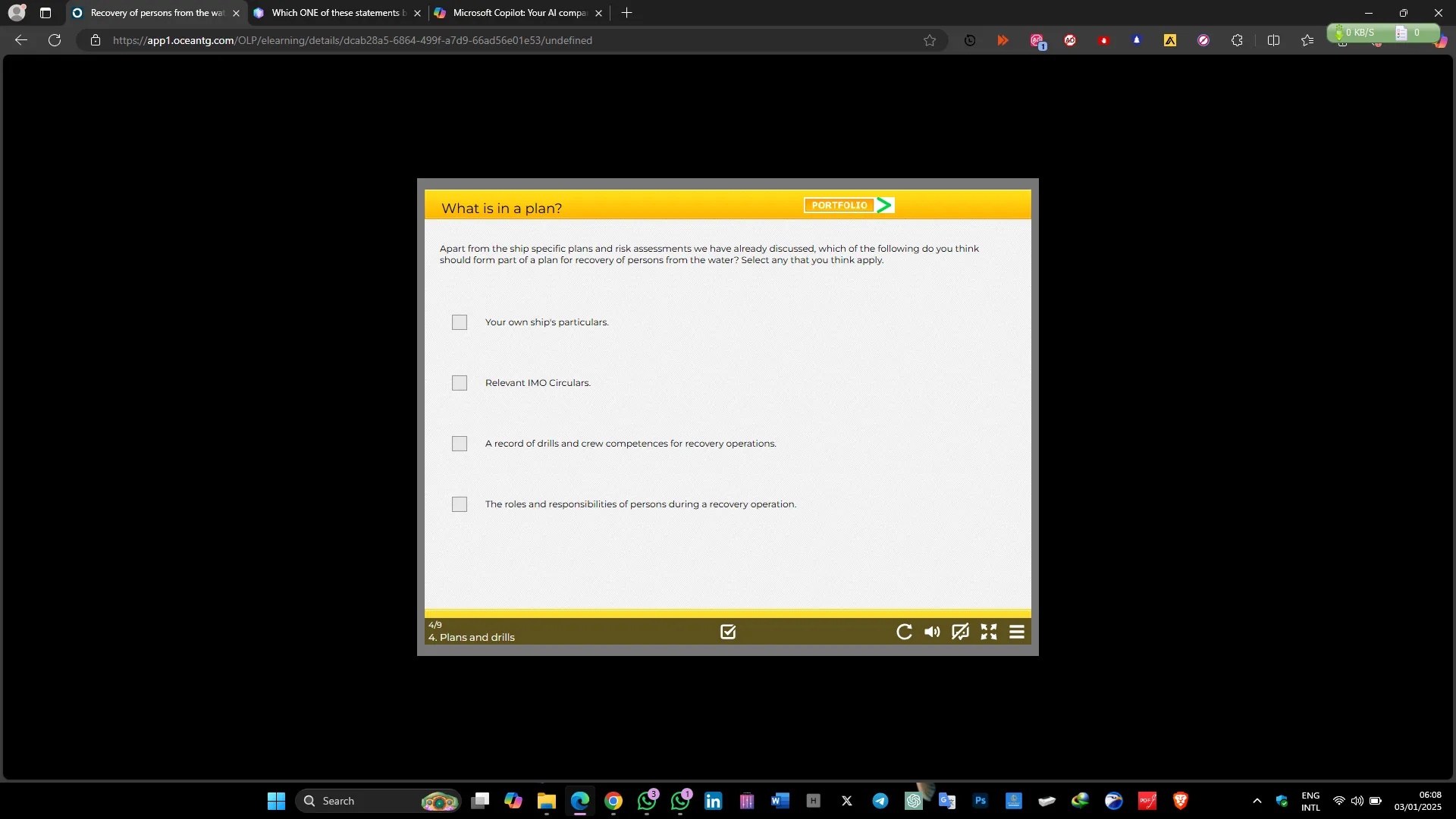 What is in a plan Apart from the ship | StudyX