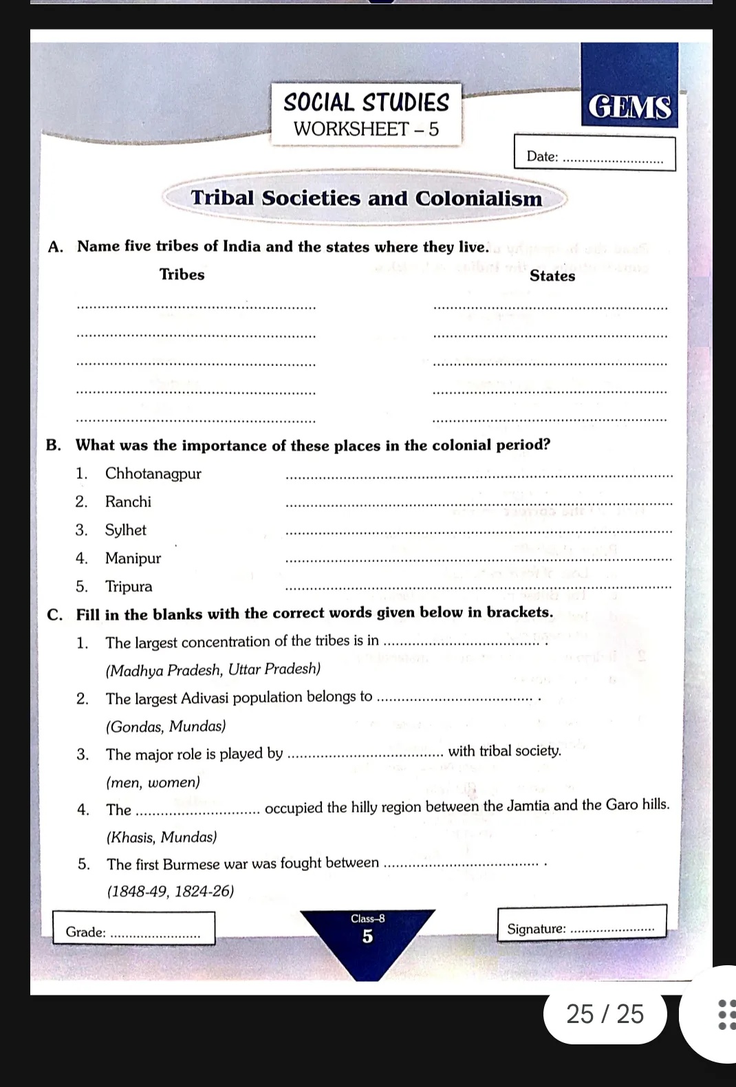 SOCIAL STUDIES WORKSHEET 5 Tribal Societies | StudyX