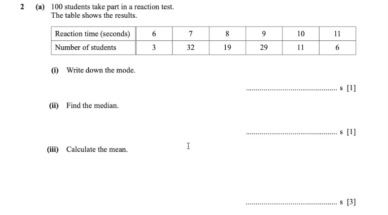 2 (a) 100 students take part in a reaction | StudyX
