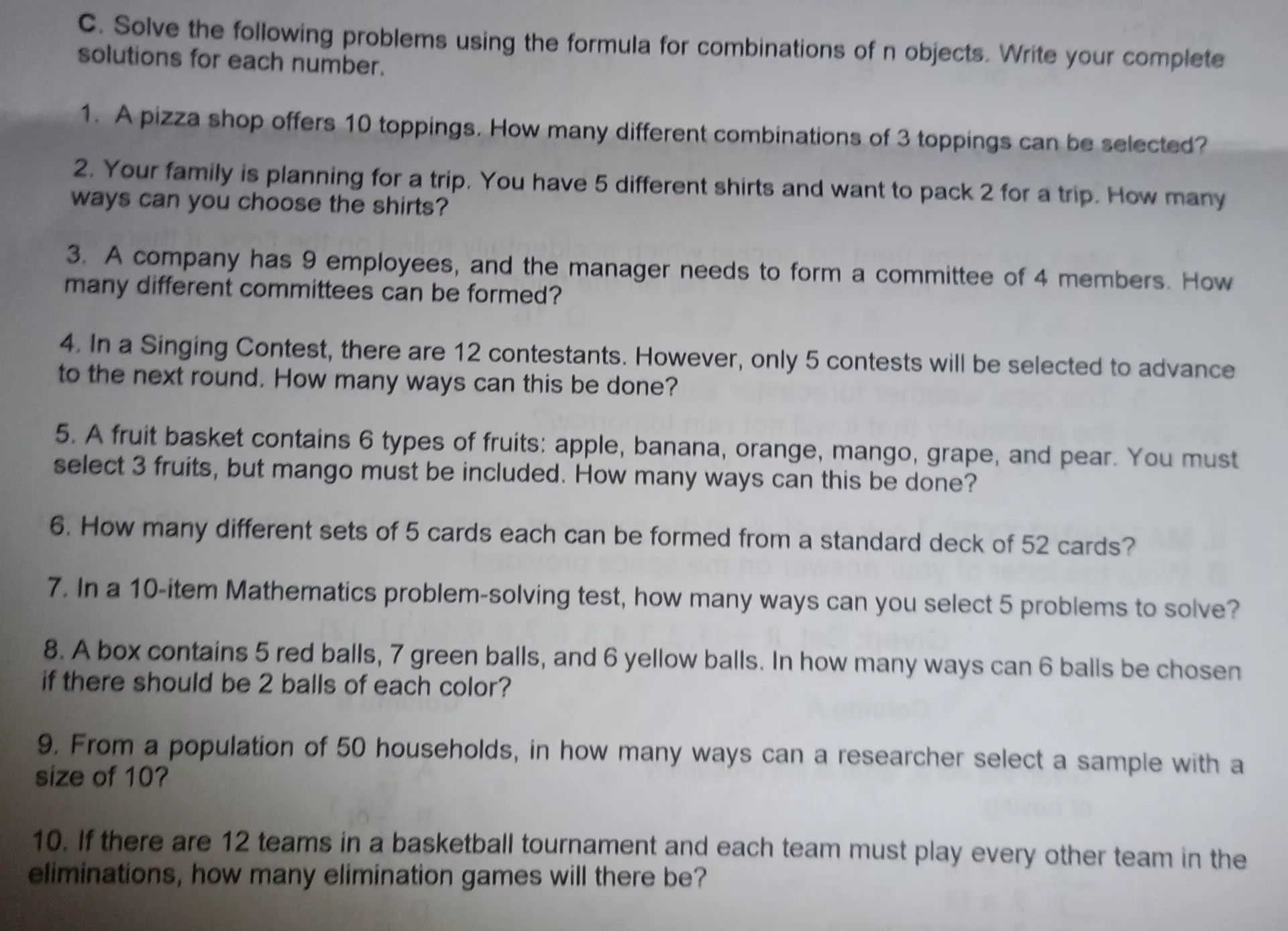 C Solve the following problems using the | StudyX