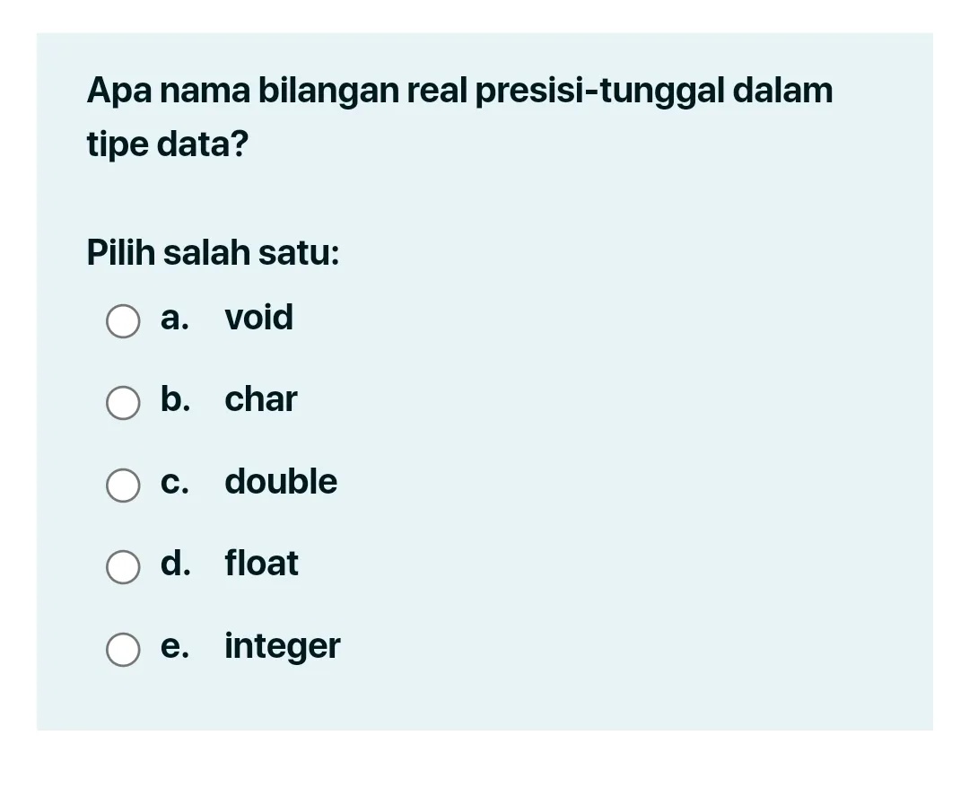 Apa nama bilangan real presisi-tunggal dalam | StudyX