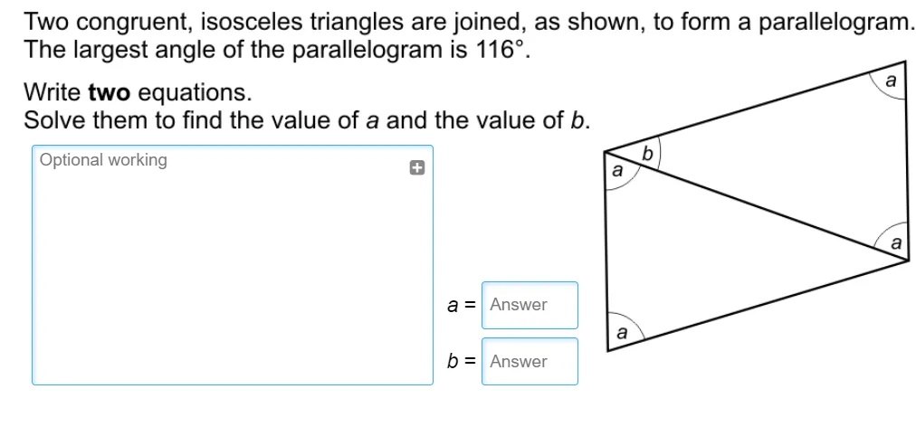 Two congruent isosceles triangles are joined | StudyX