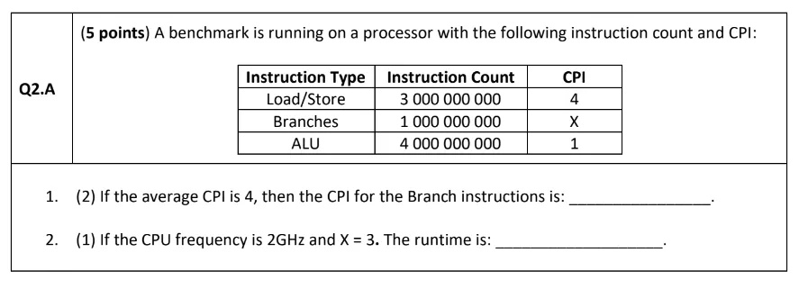 (5 points) A benchmark is running on a | StudyX