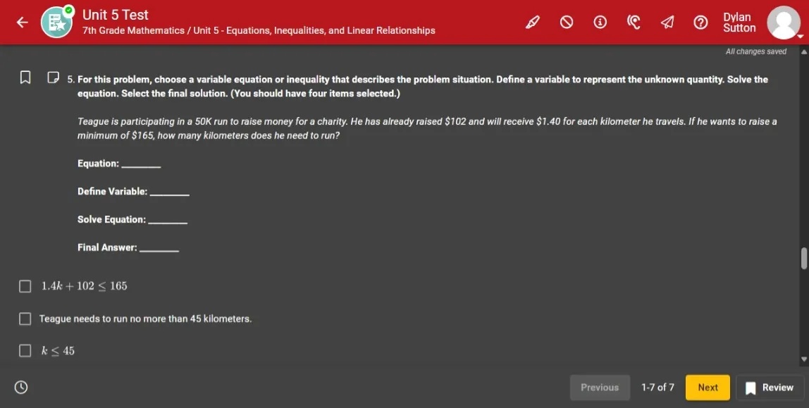 5 For this problem choose a variable | StudyX