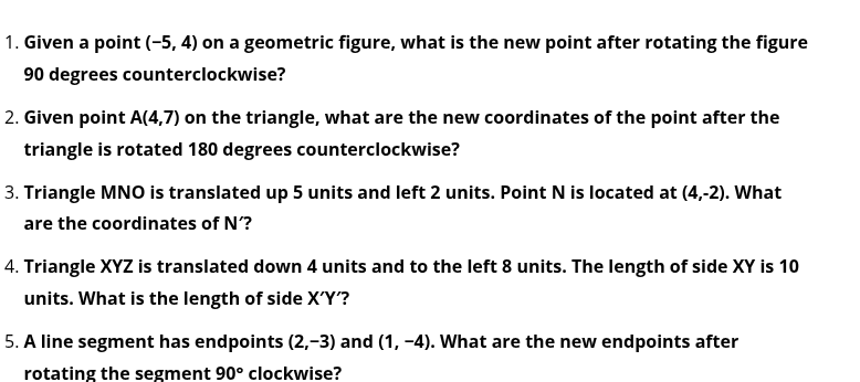 1 Given a point (-5 4) on a geometric figure | StudyX