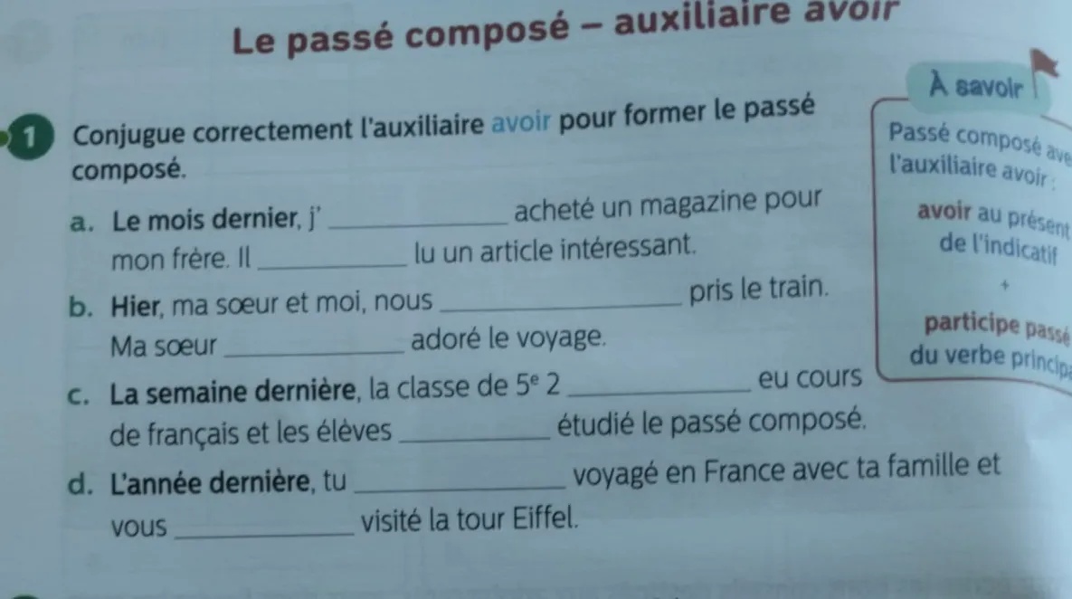 Conjugue correctement lauxiliaire avoir pour | StudyX