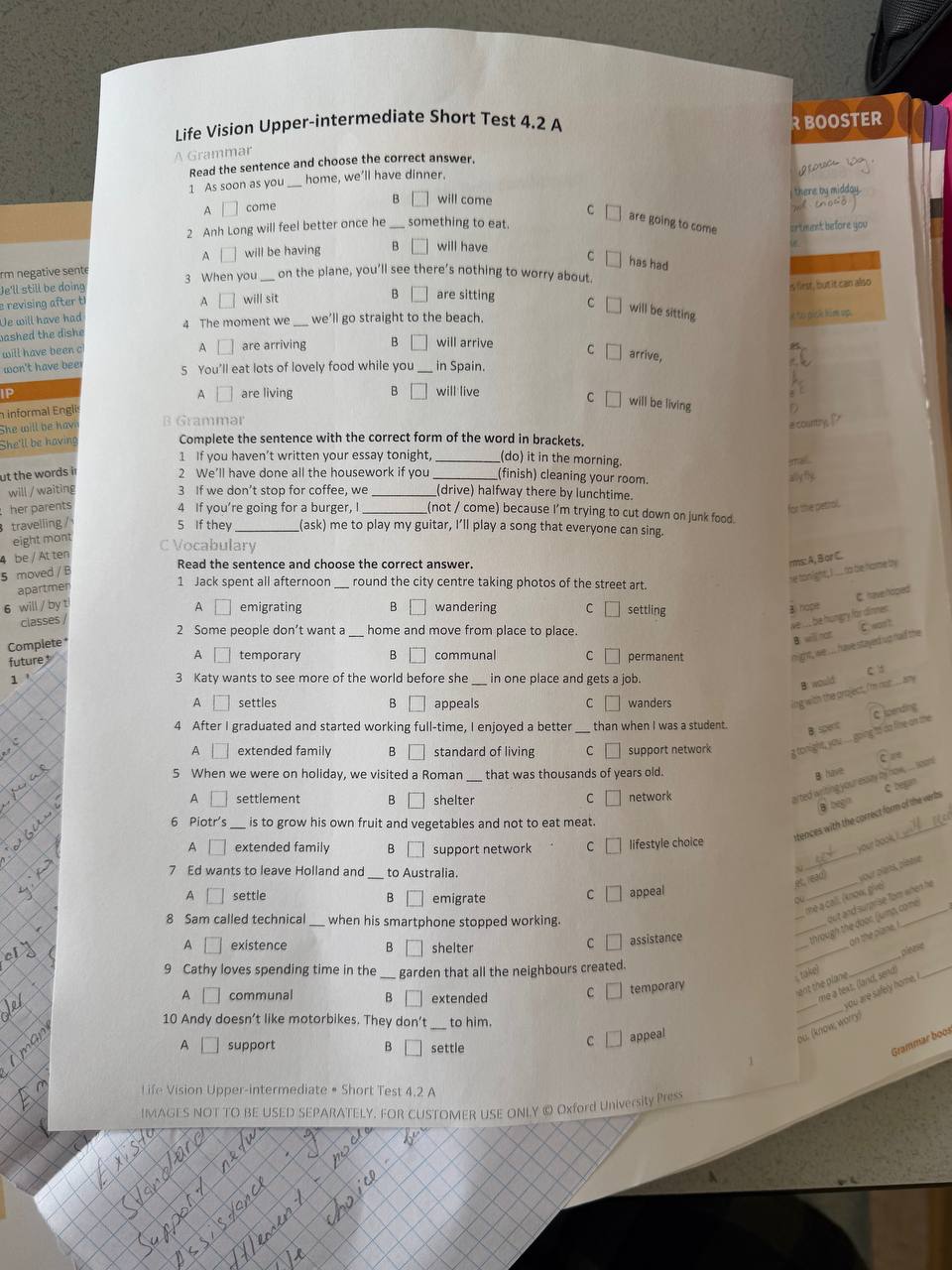 Life Vision Upper-intermediate Short Test 42