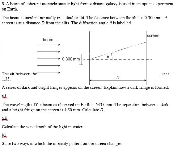 3 A beam of coherent monochromatic light