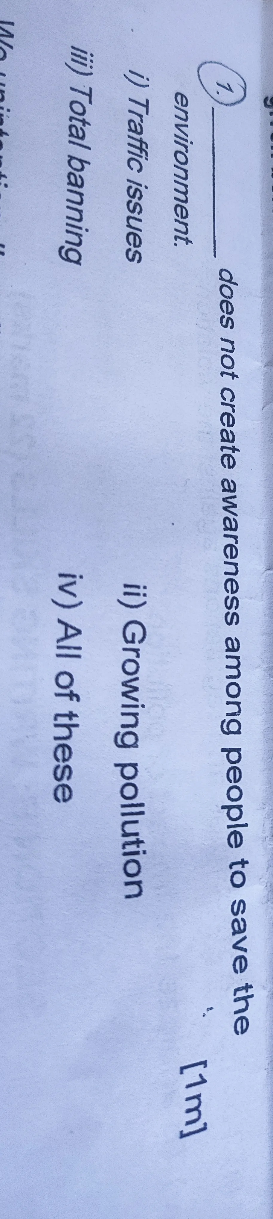 7 environment does not create awareness | StudyX