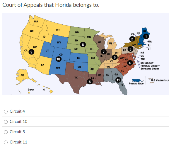 Court of Appeals that Florida belongs to | StudyX