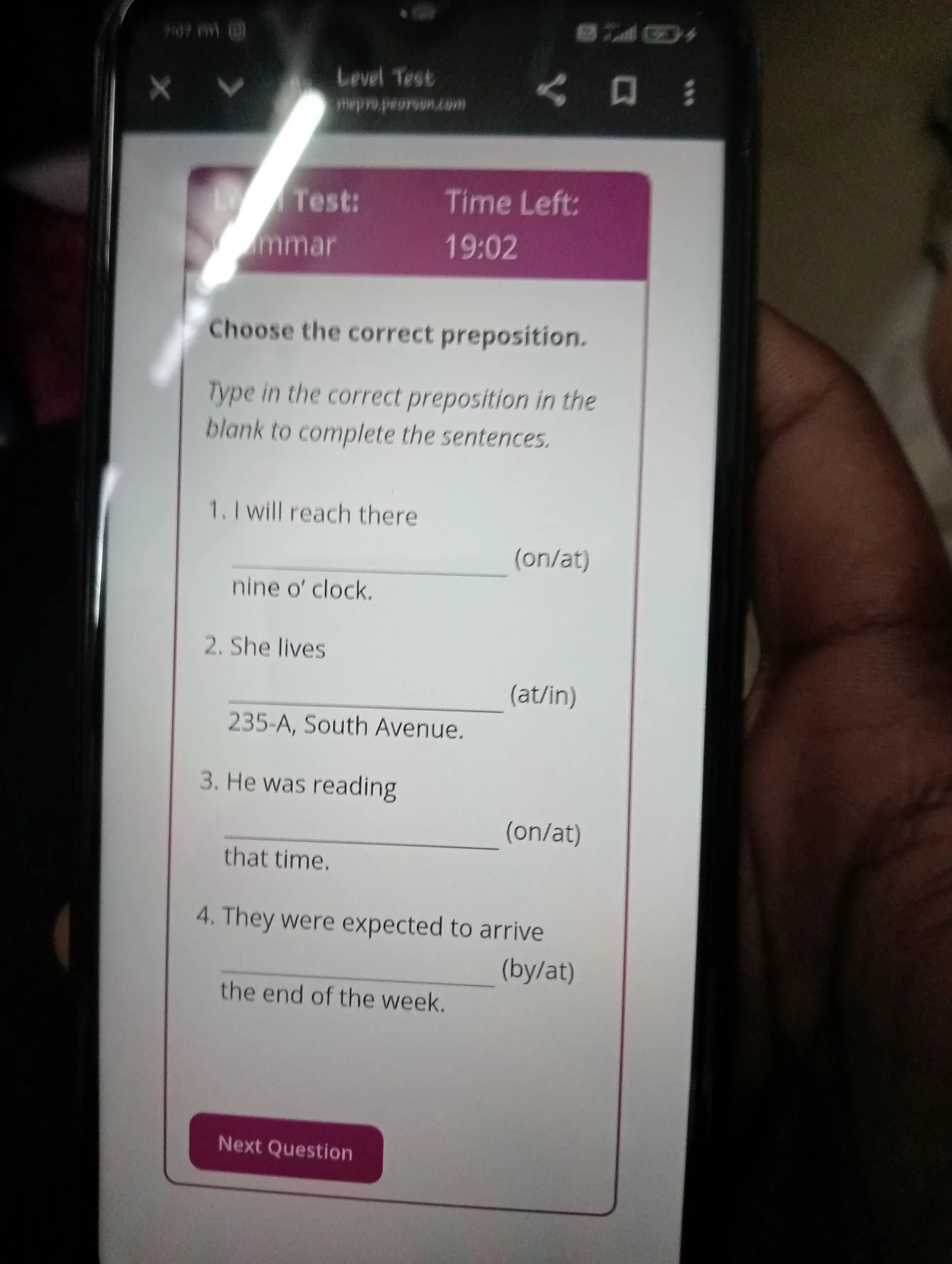 Choose the correct preposition Type in the | StudyX