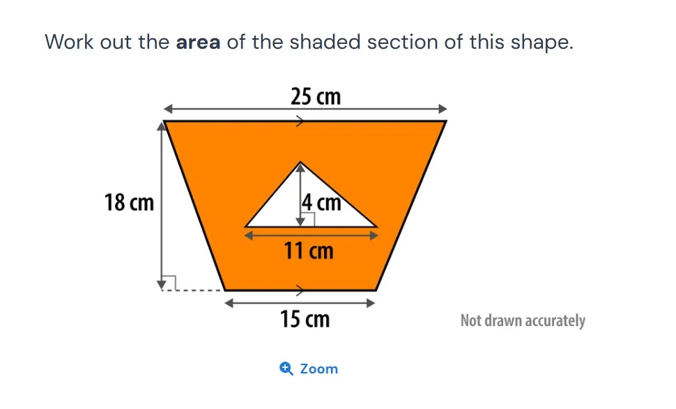 Work out the area of the shaded section of | StudyX