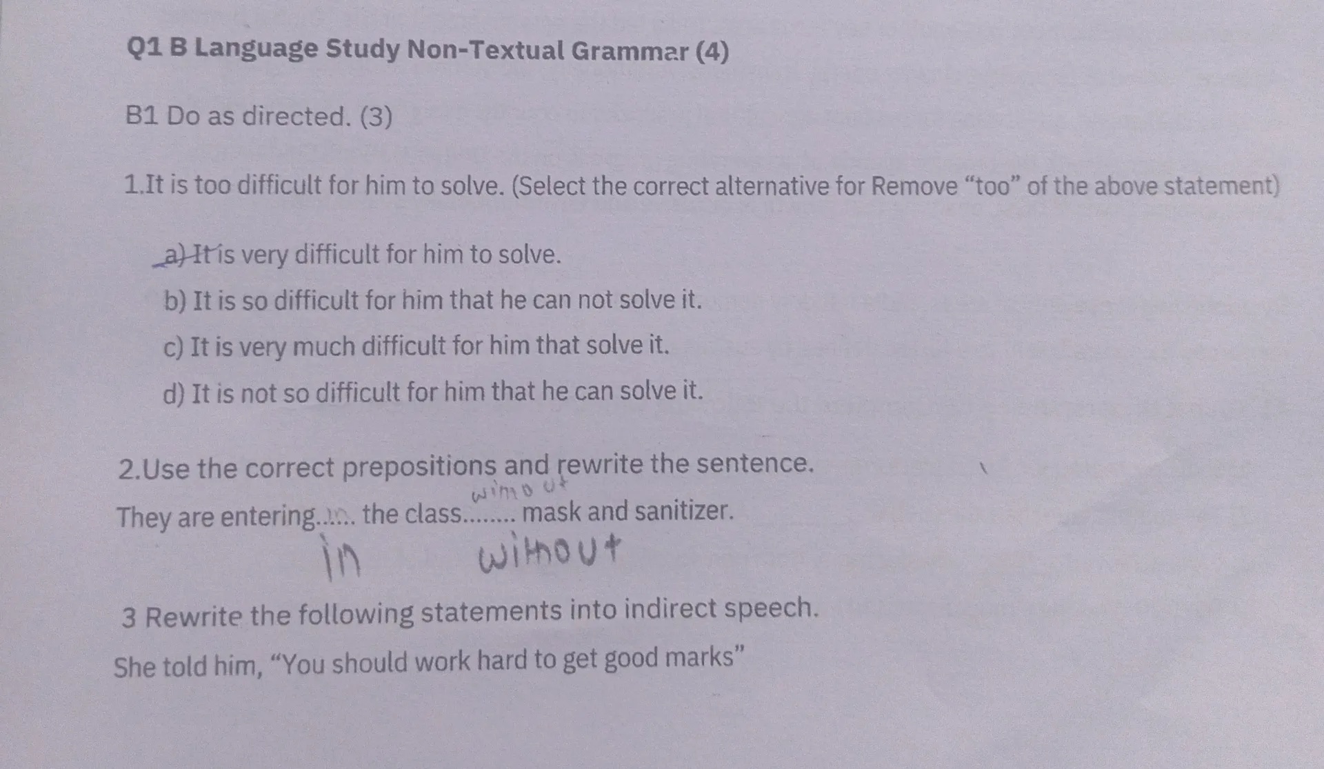Q1 B Language Study Non-Textual Grammar (4) | StudyX