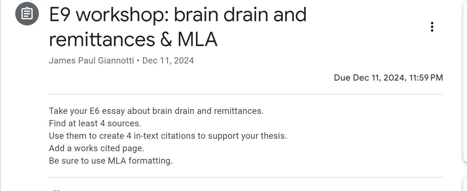 E9 workshop brain drain and remittances MLA | StudyX