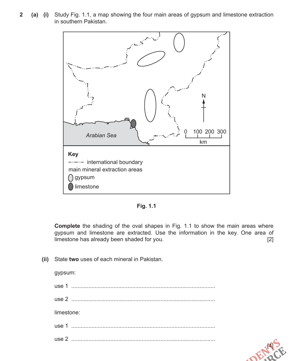 2 (a) (i) Study Fig 11 a map showing the | StudyX