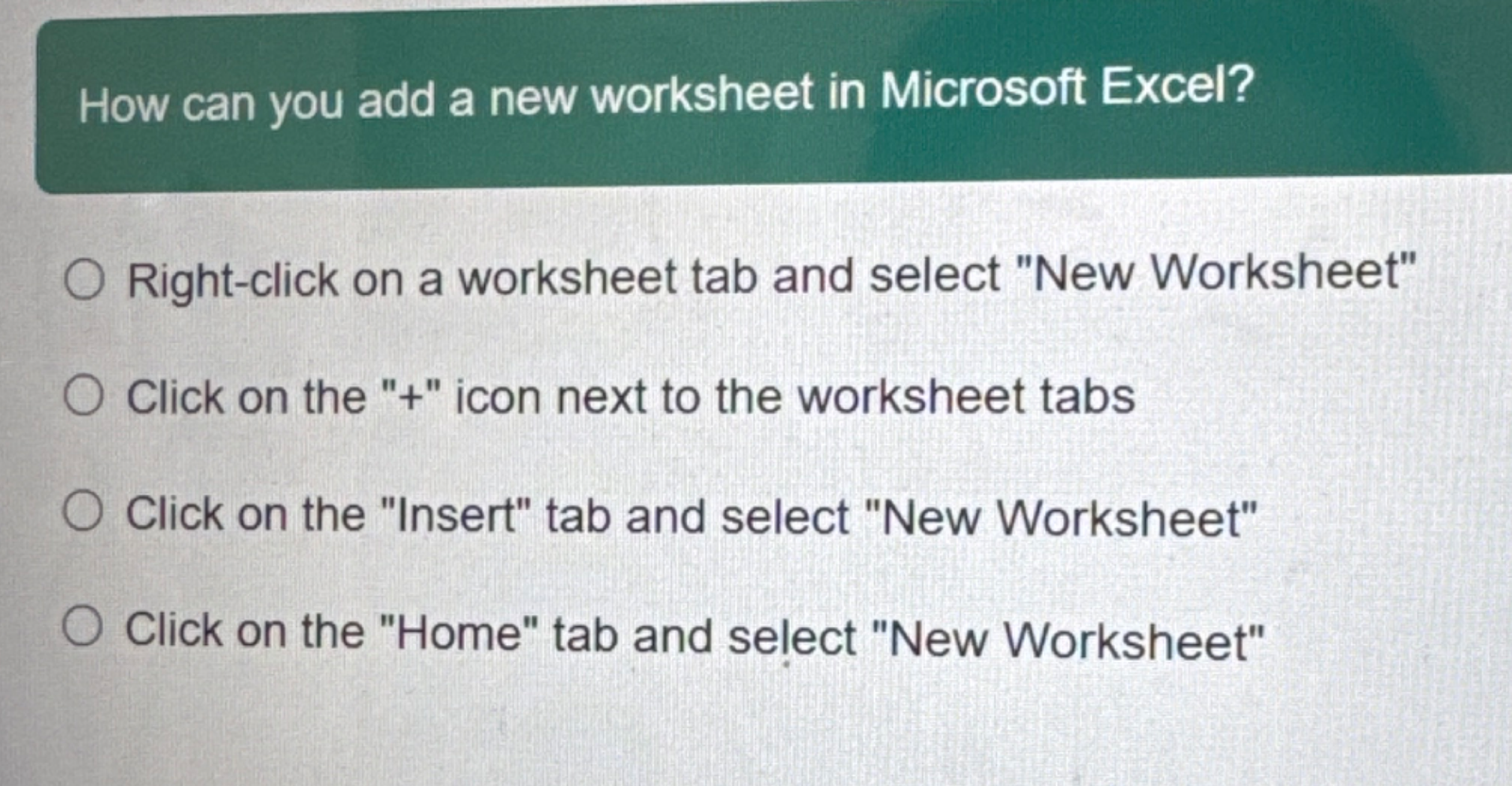 How can you add a new worksheet in Microsoft | StudyX
