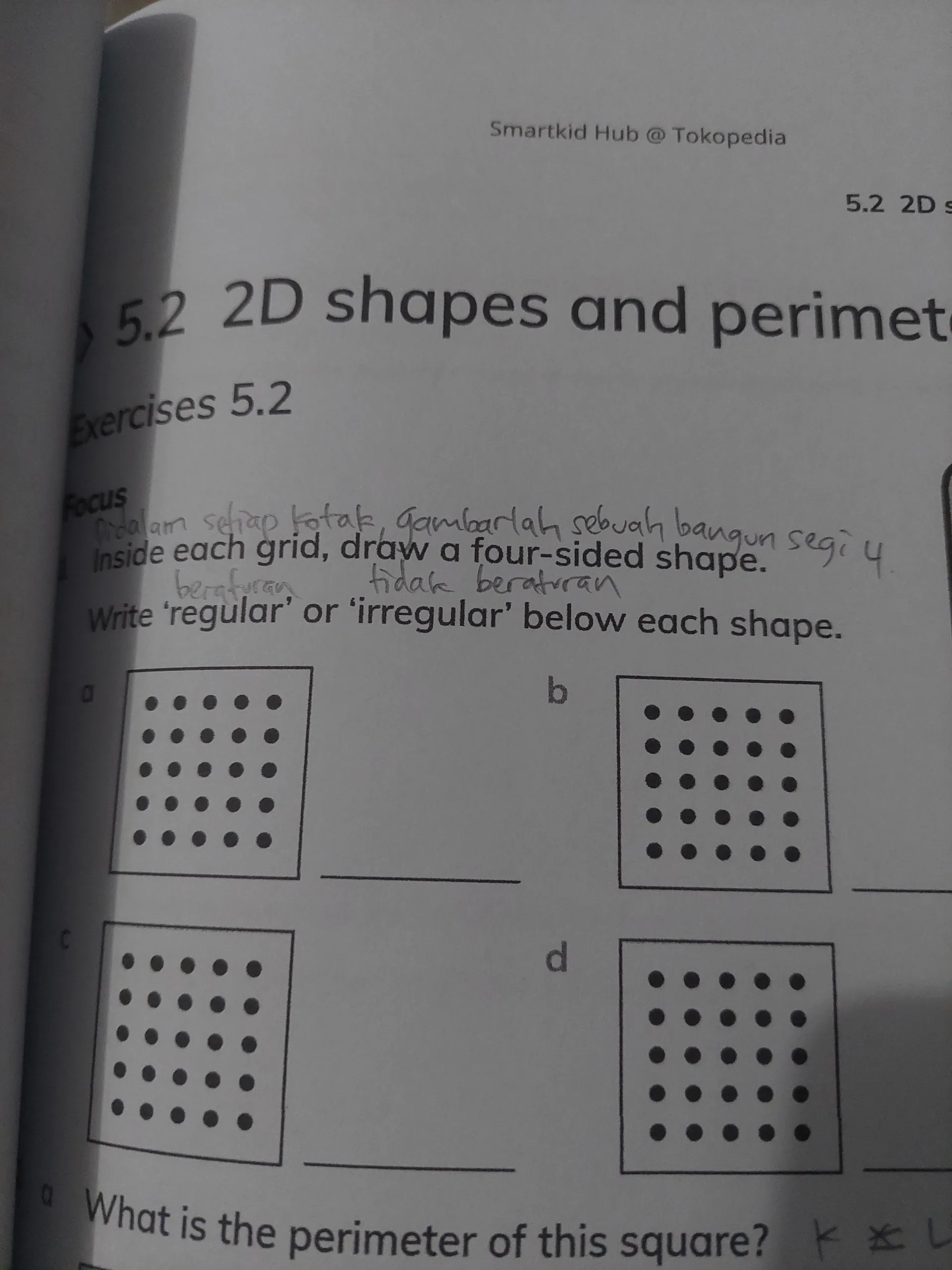 Inside each grid draw a four-sided shape | StudyX