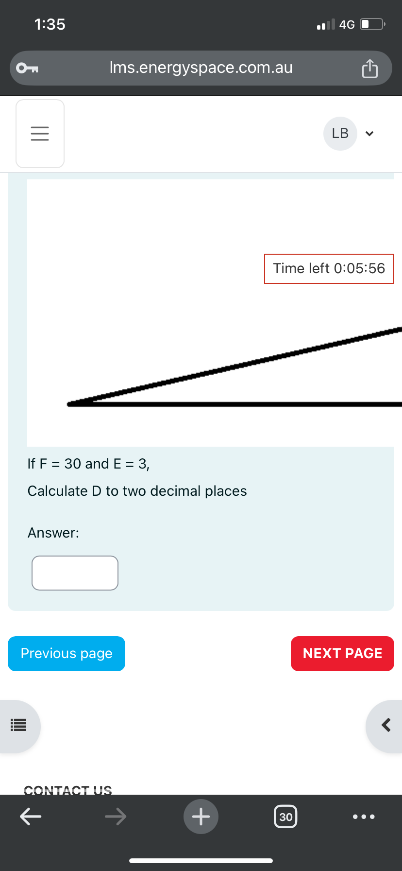 If F = 30 and E = 3 Calculate D to two