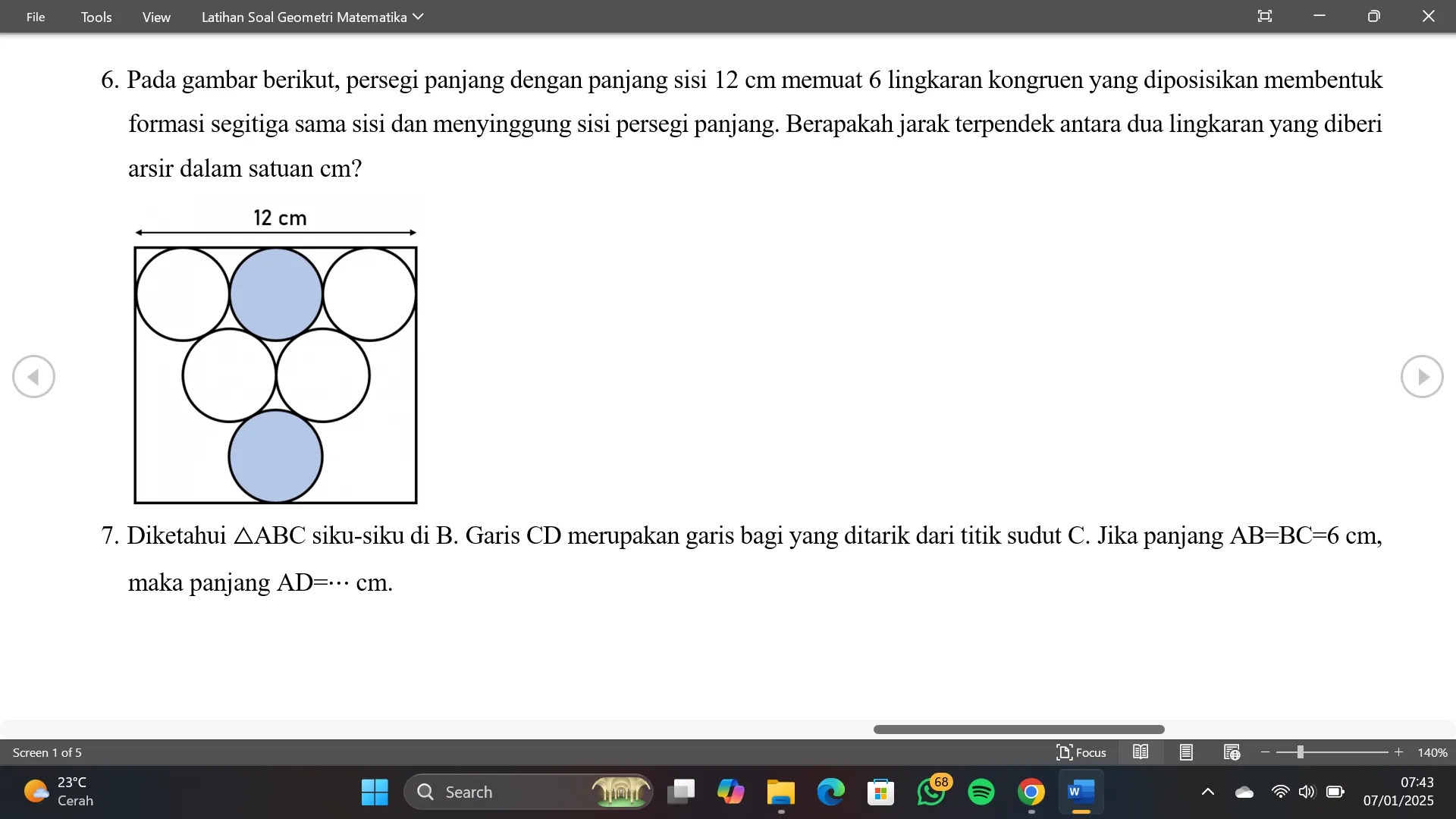 6 Pada gambar berikut persegi panjang dengan | StudyX