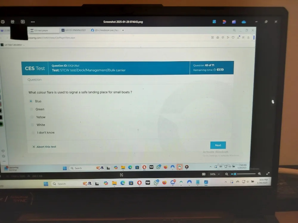What colour flare is used to signal a safe | StudyX