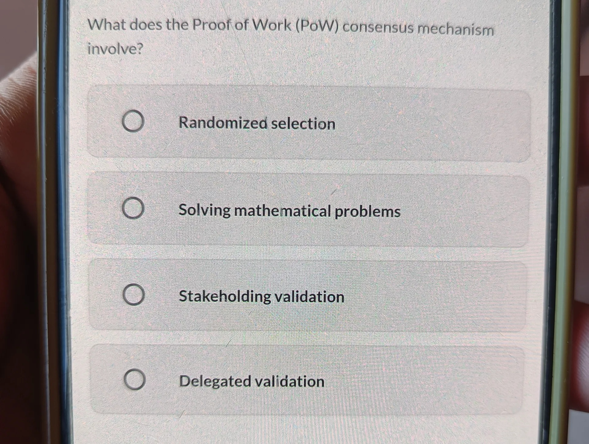 What does the Proof of Work (PoW) consensus | StudyX