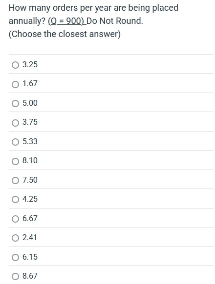 How many orders per year are being placed | StudyX
