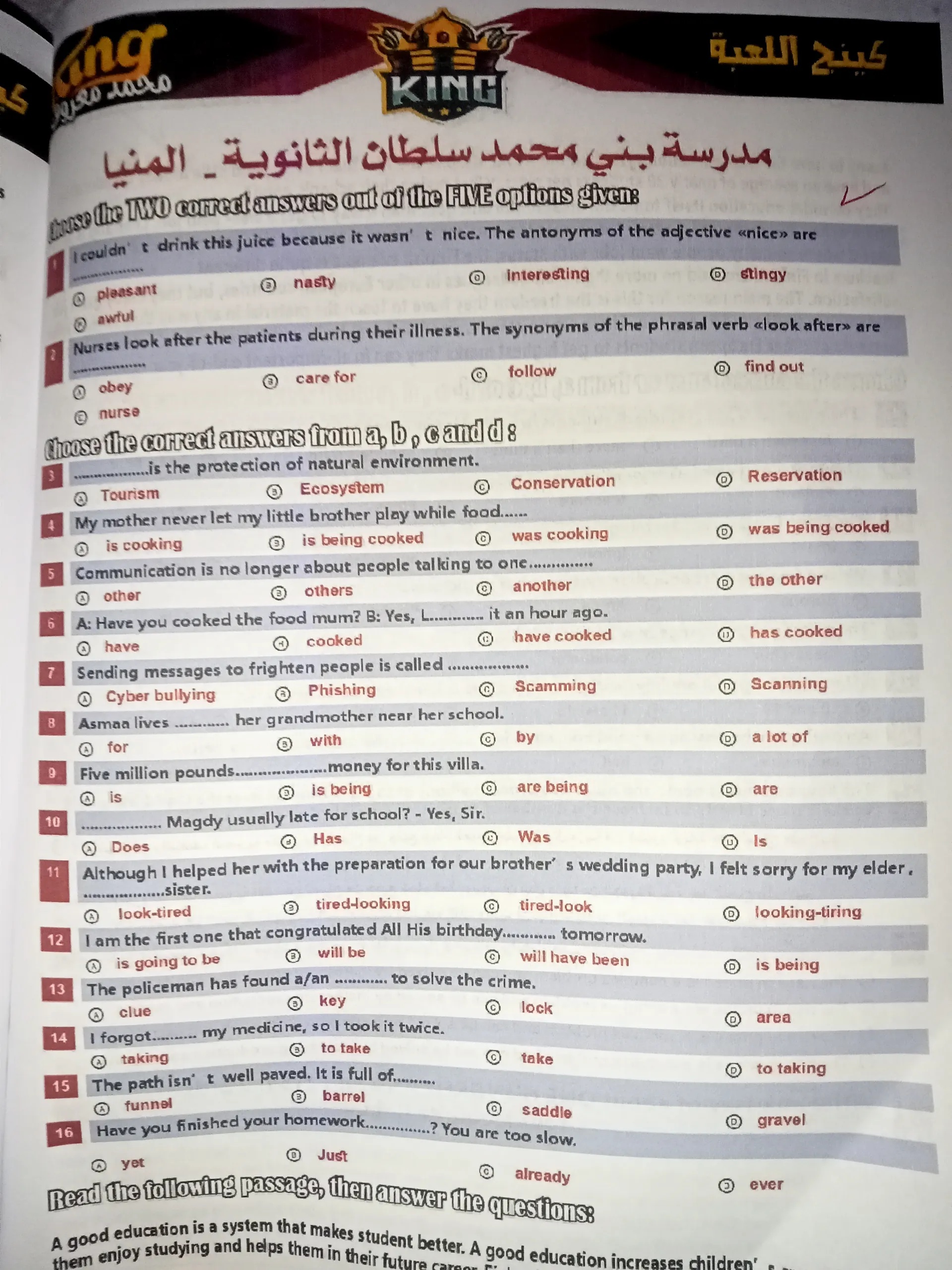 Choose the TWO correct answers out of the | StudyX