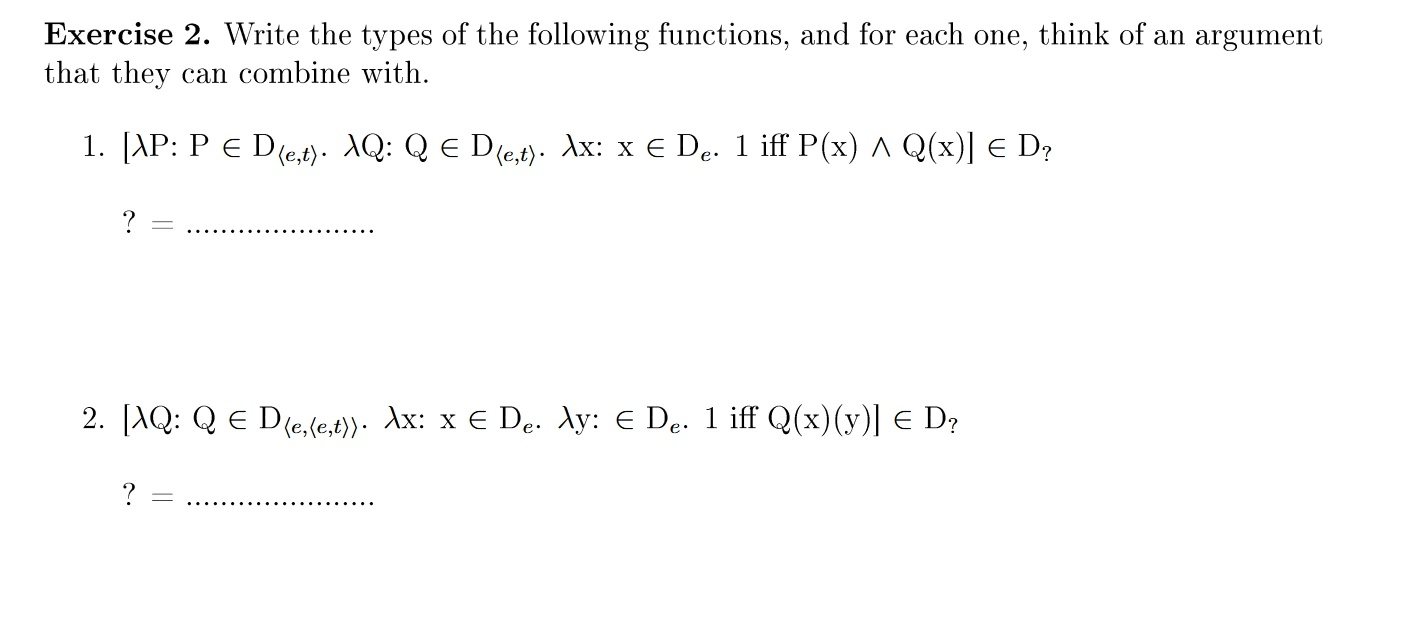 Exercise 2 Write the types of the following | StudyX