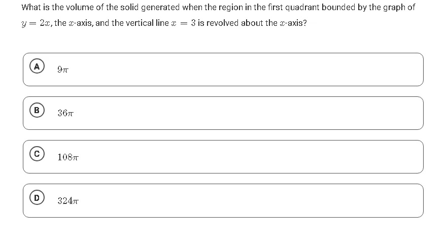 What is the volume of the solid generated | StudyX