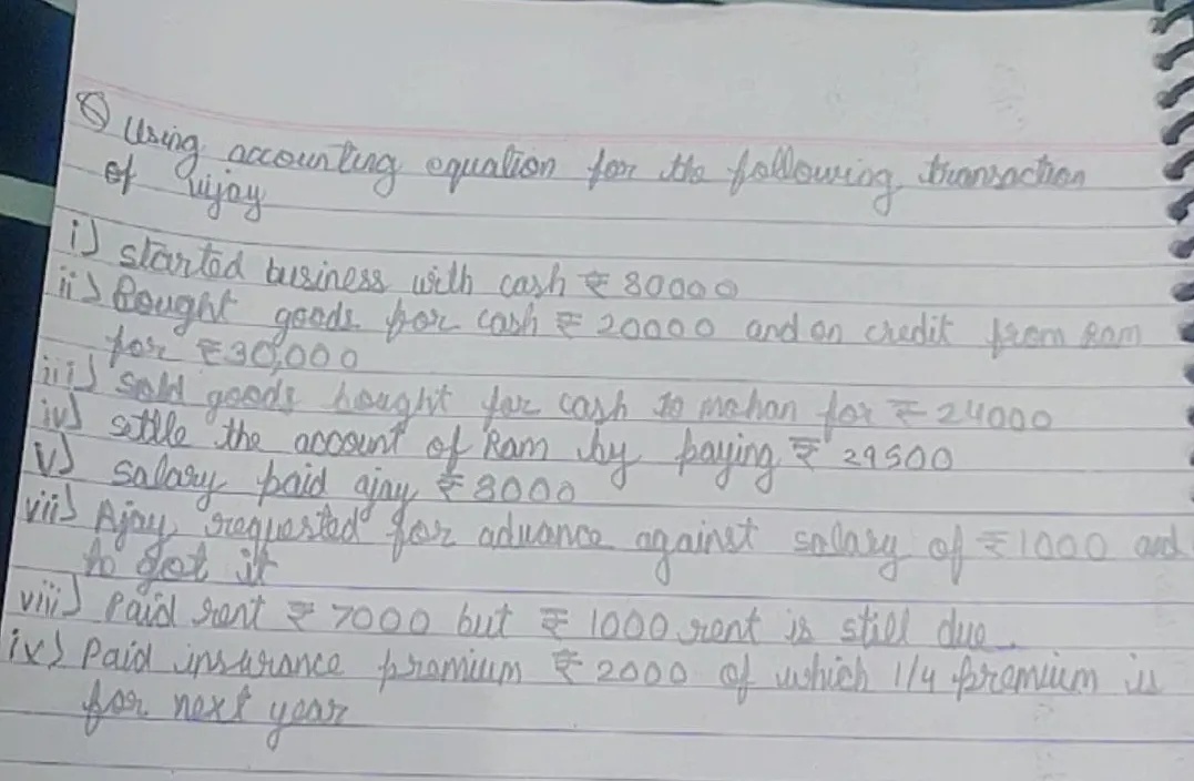 Using accounting equation for the following | StudyX