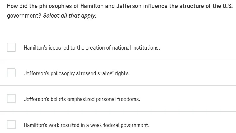 How did the philosophies of Hamilton and | StudyX