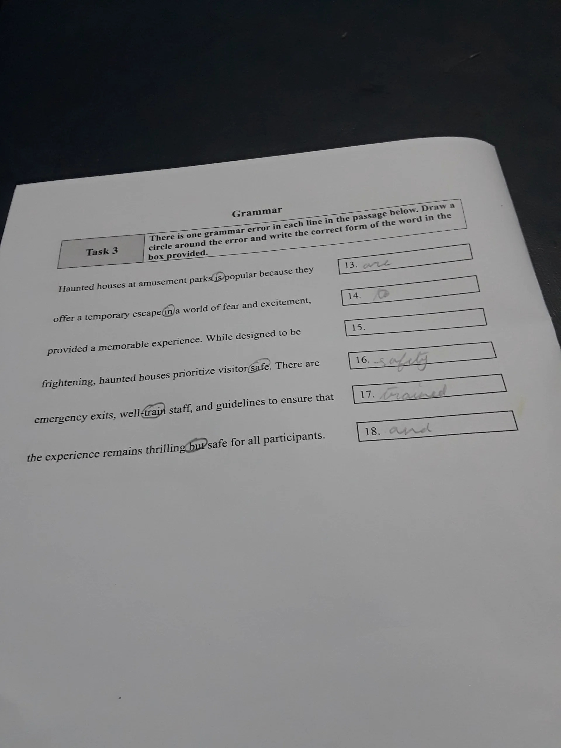 Task 3 Grammar There is one grammar error in | StudyX