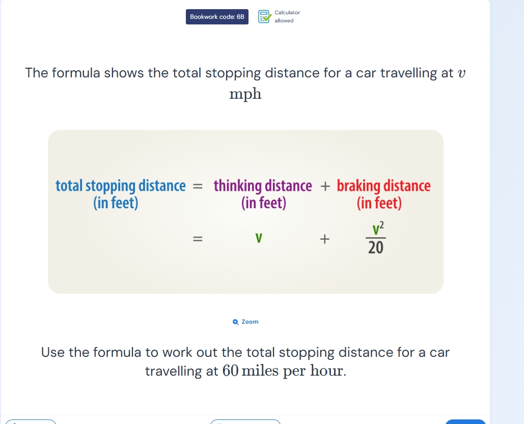 The formula shows the total stopping | StudyX