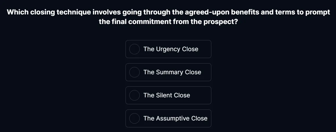 Which closing technique involves going