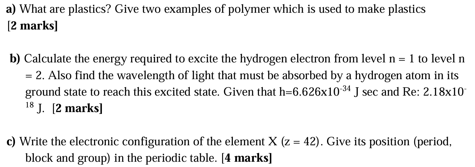 a) What are plastics Give two examples of | StudyX