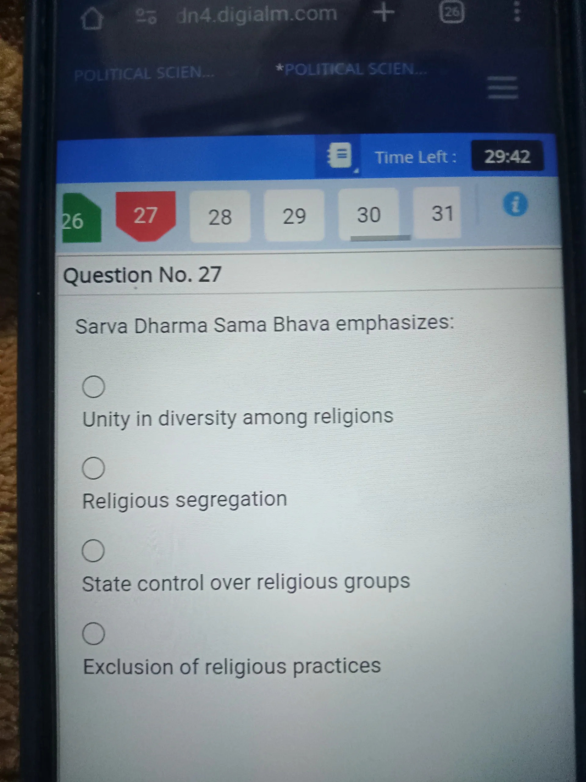 Question No 27 Sarva Dharma Sama Bhava | StudyX
