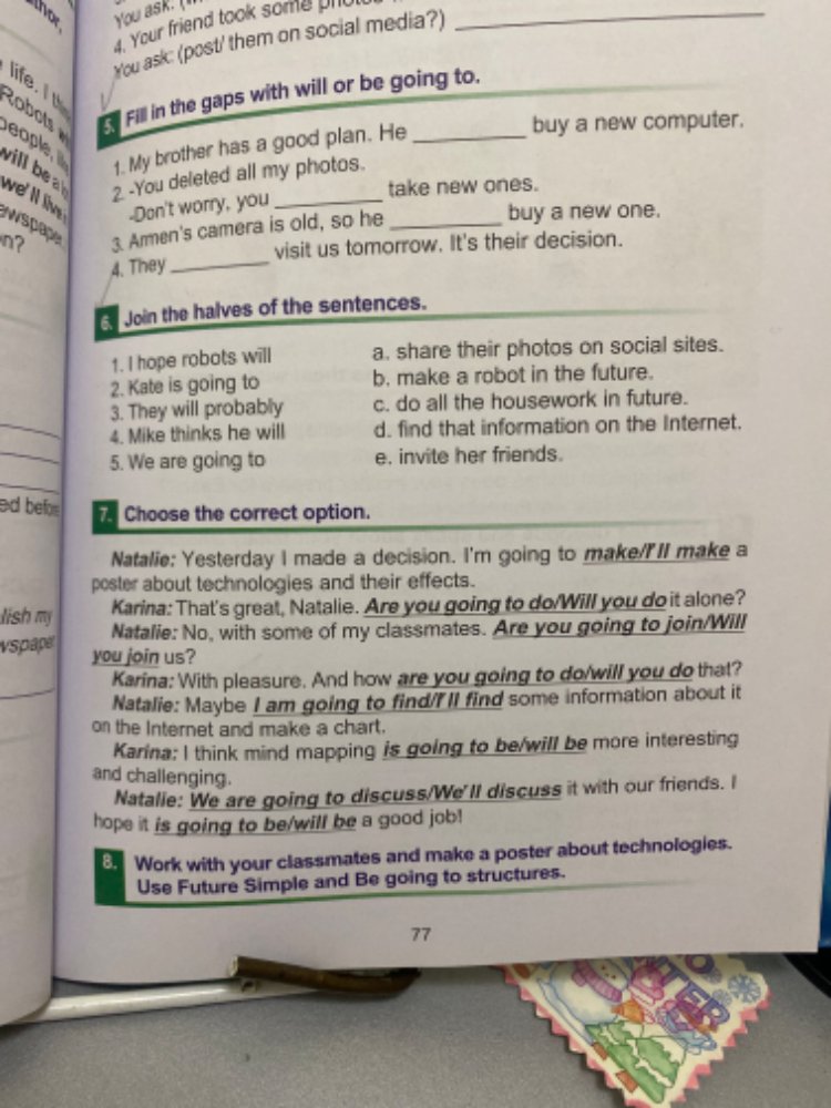 5 Fill in the gaps with will or be going to | StudyX