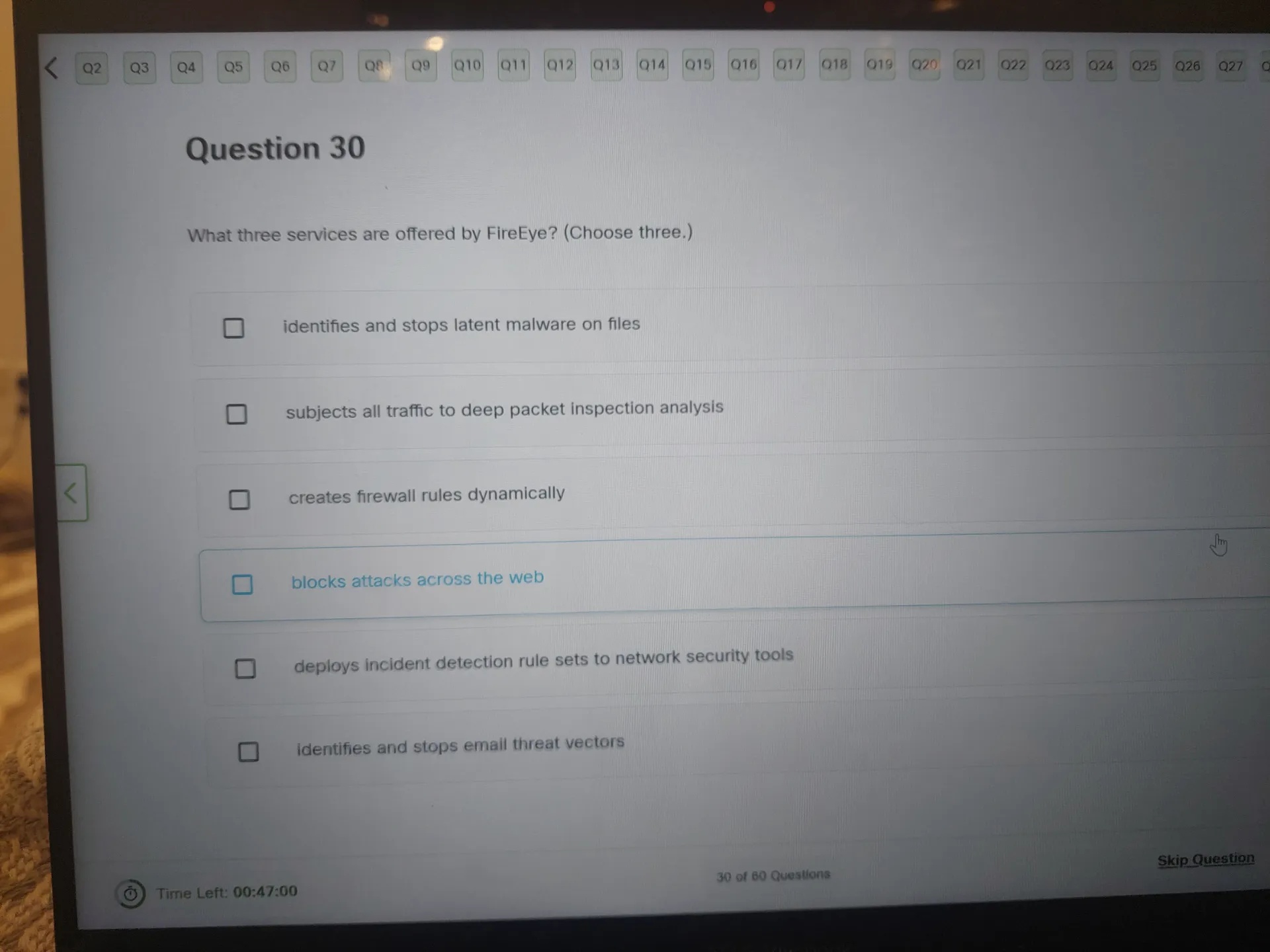 Question 30 What three services are offered