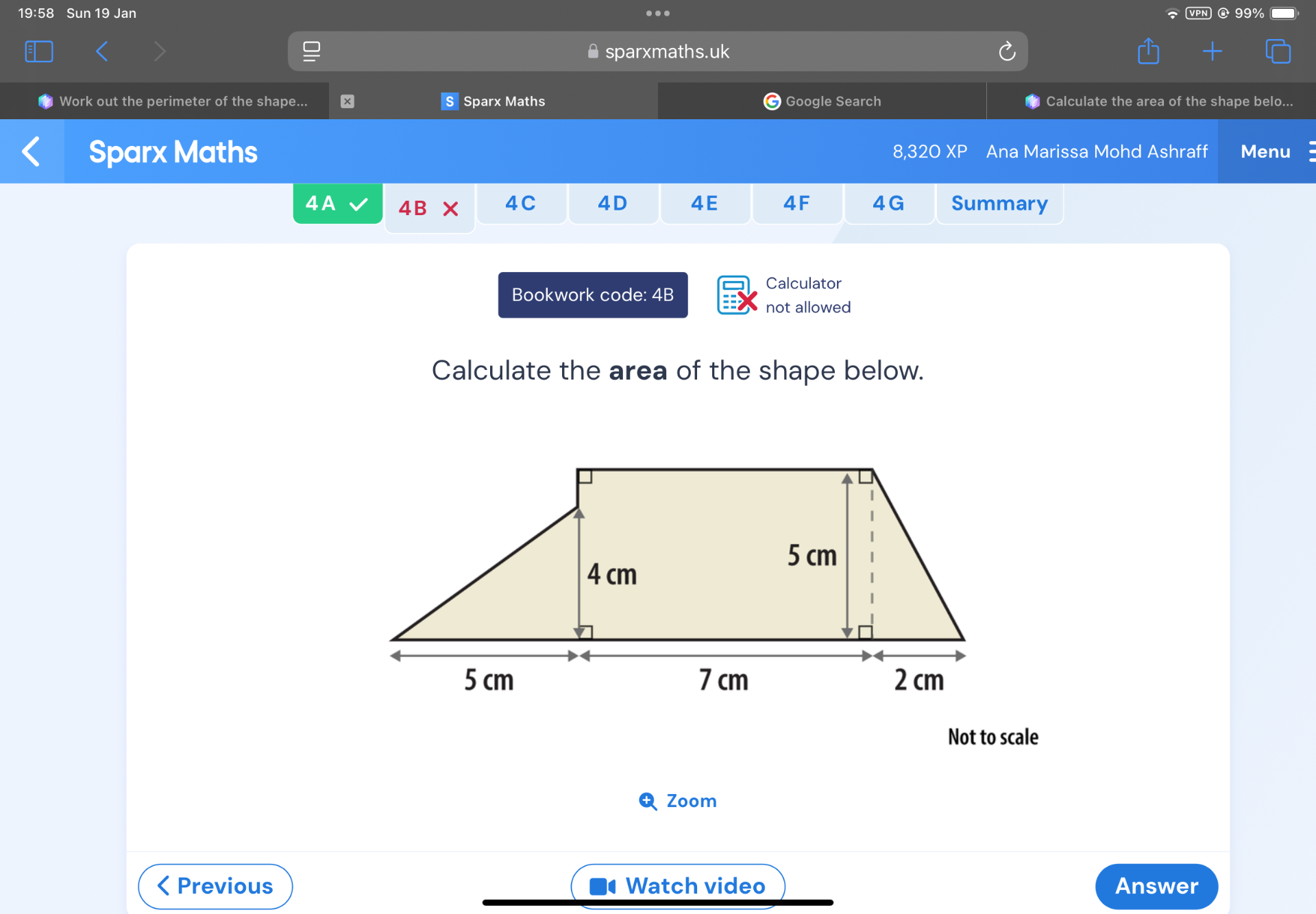 Calculate the area of the shape below | StudyX