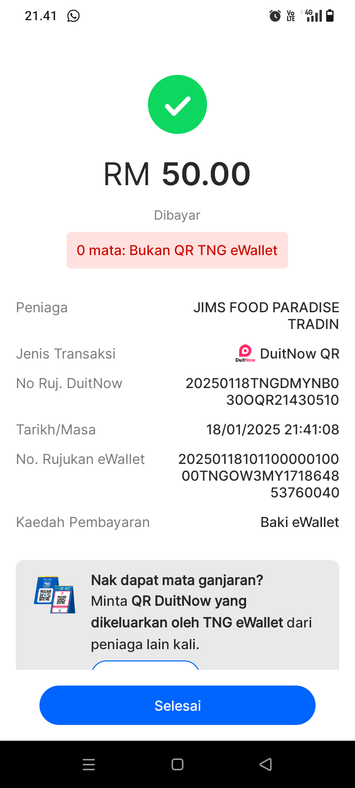 RM 5000 Dibayar 0 mata Bukan QR TNG eWallet | StudyX