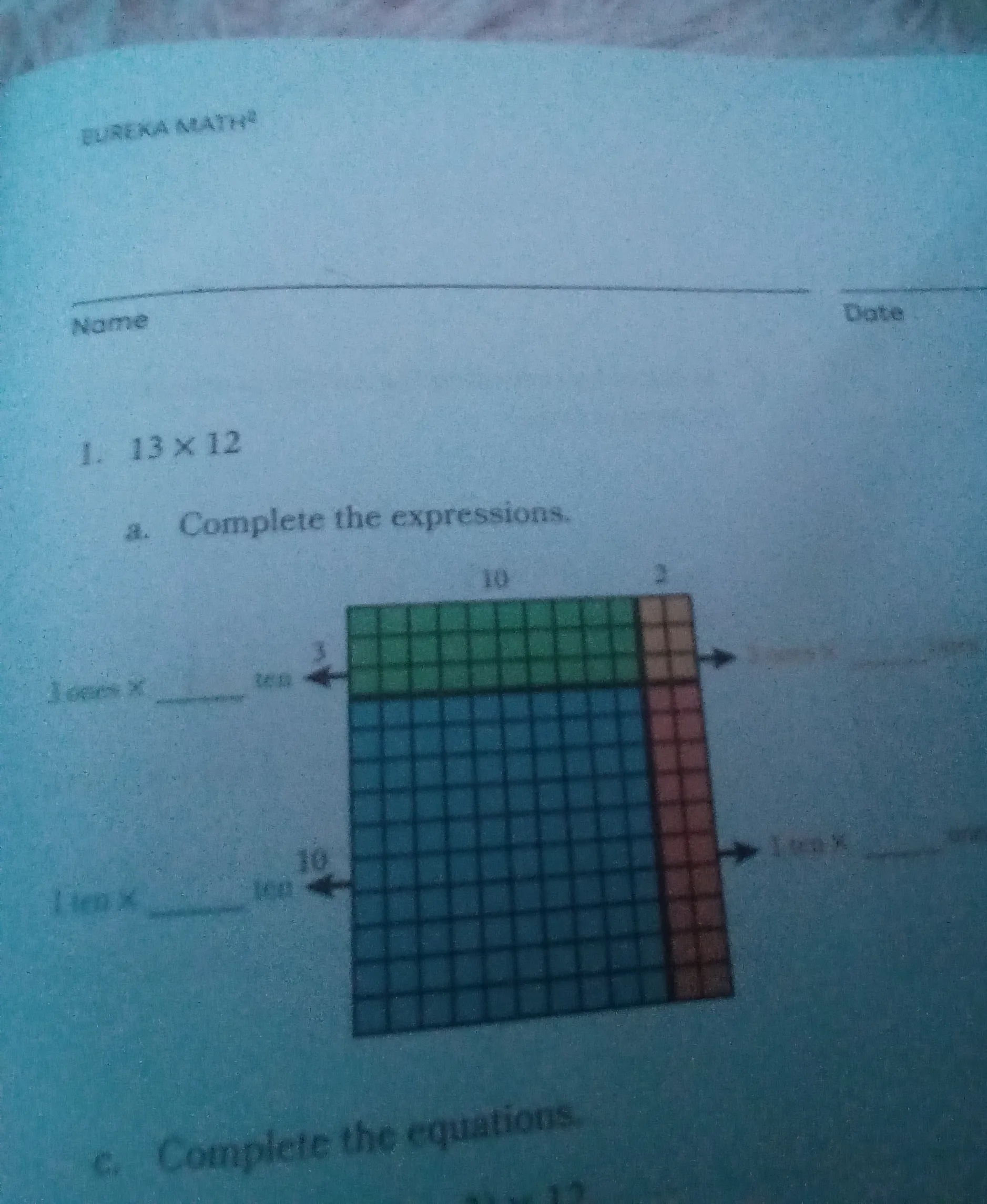 1 13 x 12 a Complete the expressions 10 3 10 | StudyX