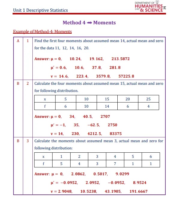 Unit 1 Descriptive Statistics Method 4 | StudyX