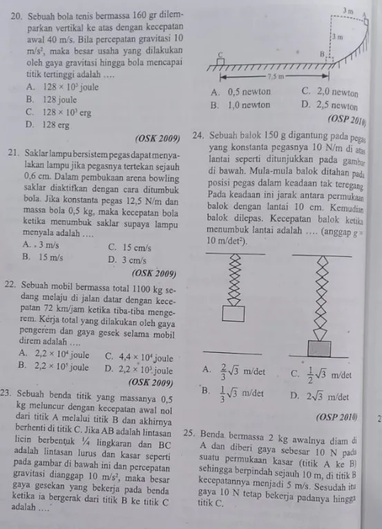 20 Sebuah bola tenis bermassa 160 gr | StudyX