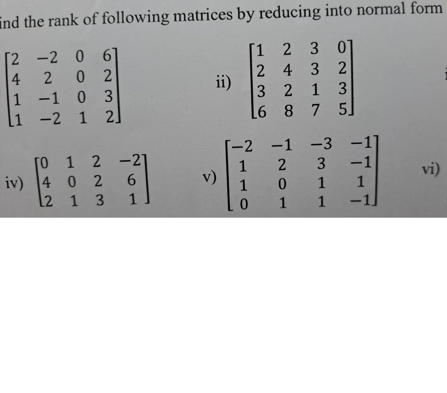 Find the rank of following matrices by | StudyX