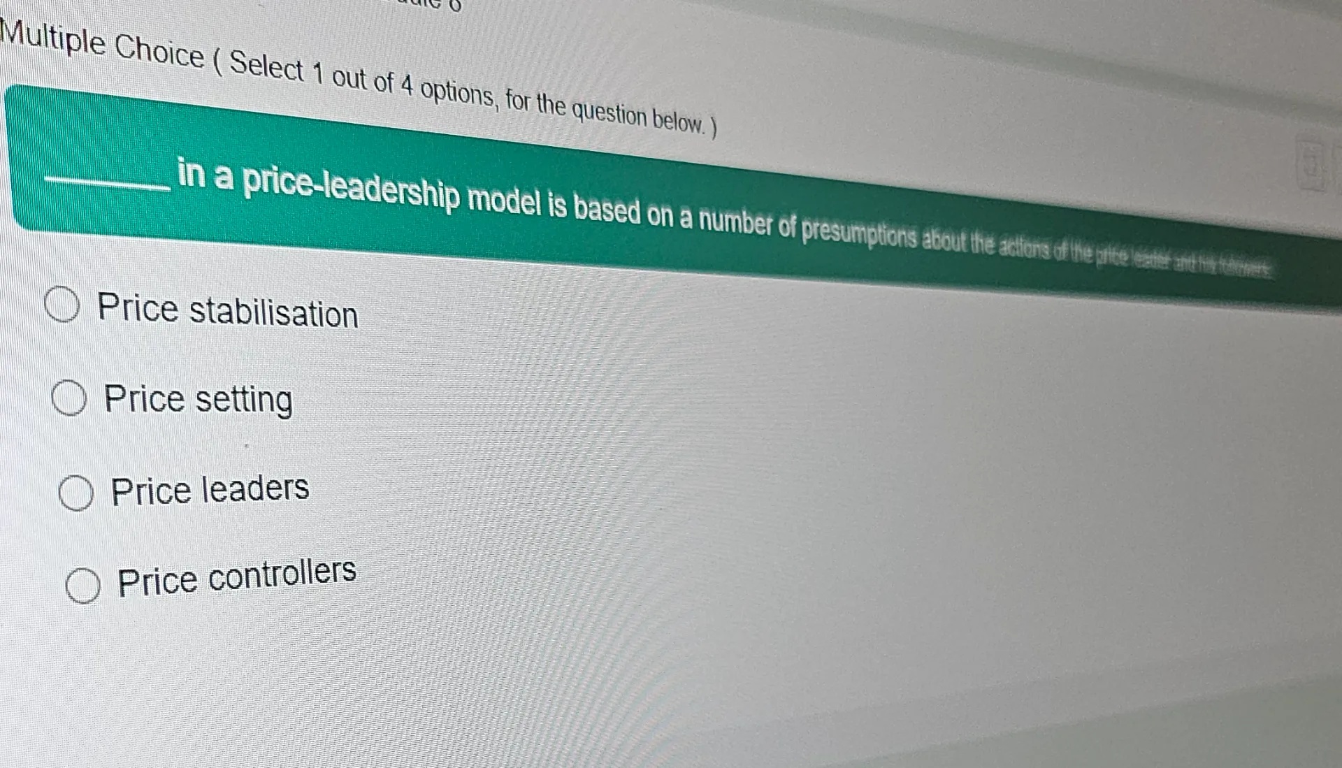 Multiple Choice (Select 1 out of 4 options | StudyX