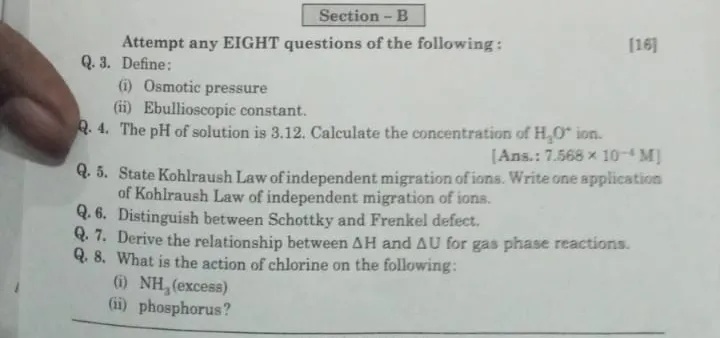 Section - B Attempt any EIGHT questions of | StudyX