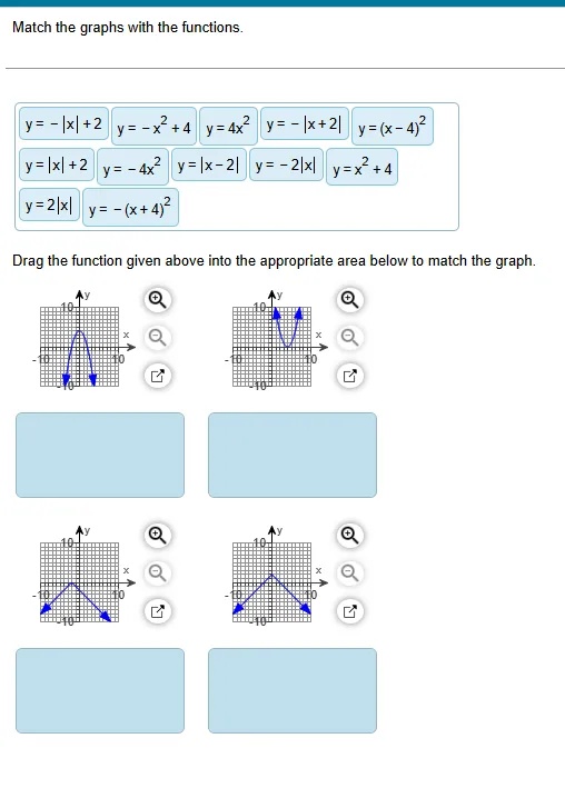 Match the graphs with the functions y = -x + | StudyX